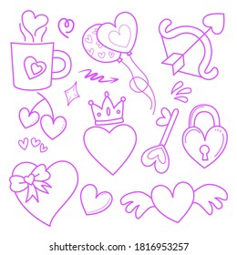 Love Doodle Vector Set Illustration Hand Stock Vector (Royalty Free ...