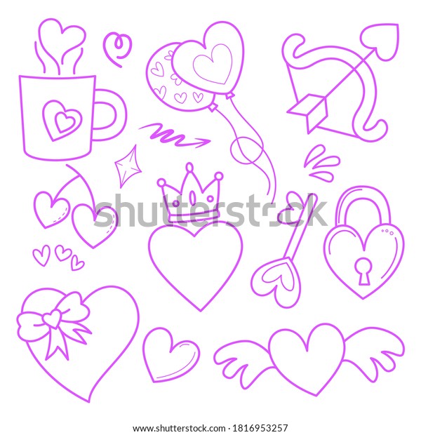 Love Doodle Vector Set Illustration Hand Stock Vector (Royalty Free ...