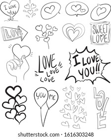 Love Doodles Vector Illustration Set Love Stock Vector (Royalty Free ...