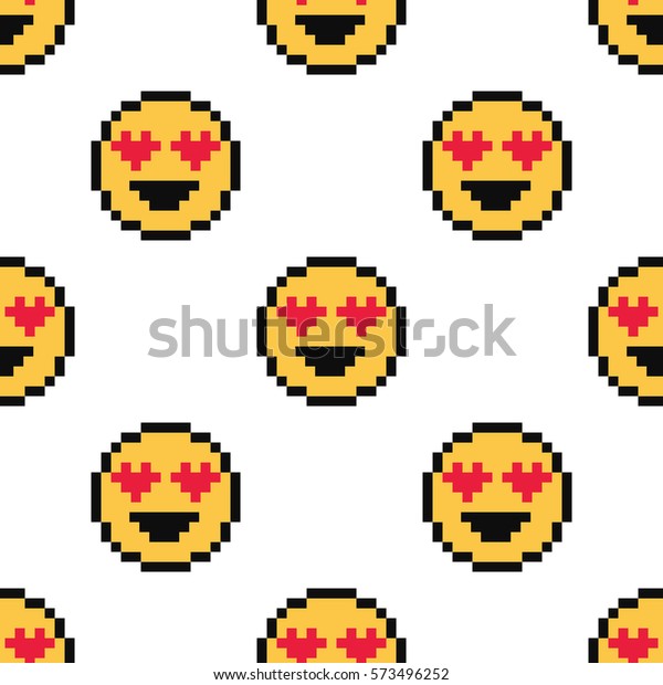 Love Emoji Seamless Pattern On White Stock Vector (Royalty Free ...