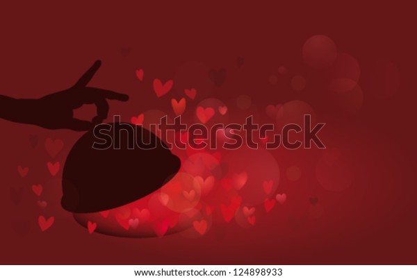 Love at first mouthful / Romantic background full of hearts