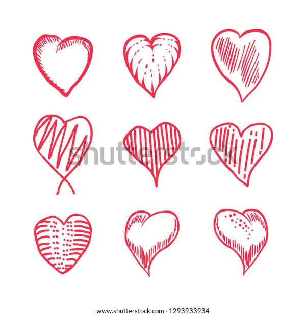 Love Hand Draw Set Vector Stock Vector (Royalty Free) 1293933934 ...