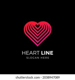 Love Heart Line Logo Vector Design Stock Vector (Royalty Free ...