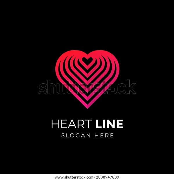 Love Heart Line Logo Vector Design Stock Vector (Royalty Free ...