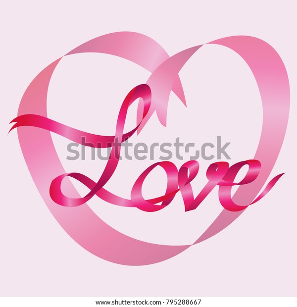 Love Heart Shape Calligraphy Ribbon Font Stock Vector (Royalty Free ...