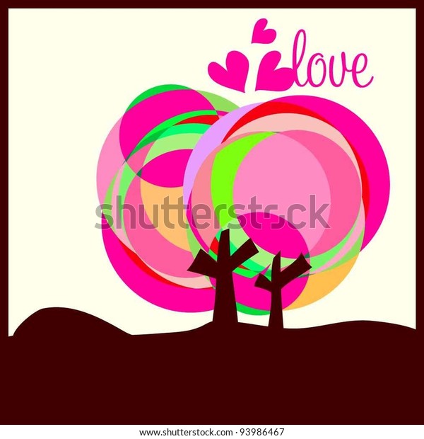 Love Heart Two Trees Twins Lover Stock Vector (Royalty Free) 93986467 ...