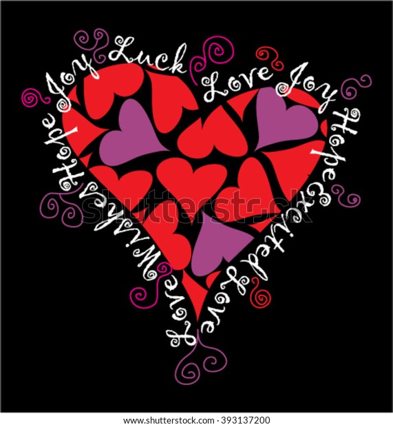 Love Heart Vector Illustrations Words Messages Stock Vector (Royalty ...