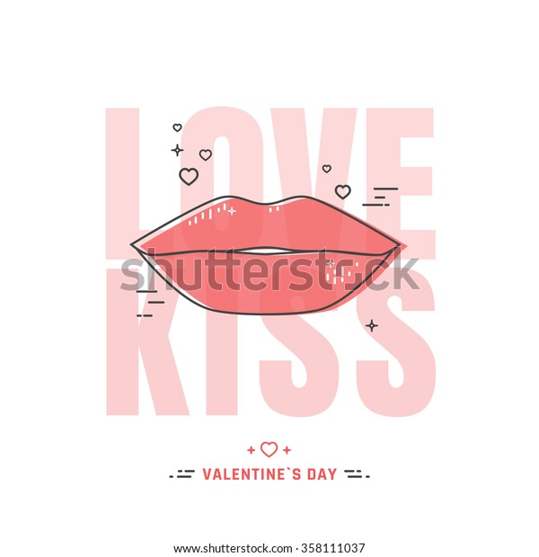 Love Kiss Line Lips Vector Illustration Stock Vector (Royalty Free ...