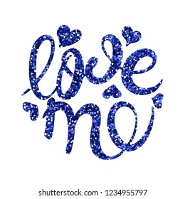 Love Me Calligraphy Blue Spangles Vector Stock Vector (Royalty Free ...