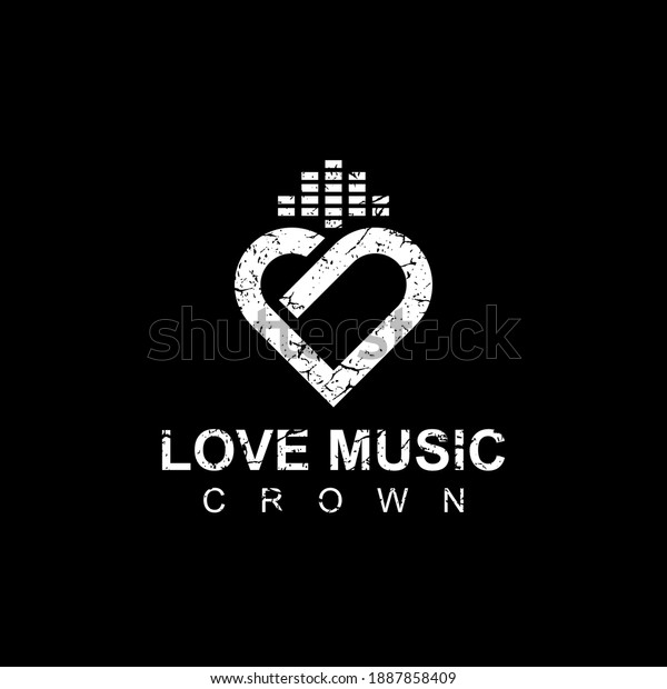 Love Music Crown Logo Combining Heart Stock Vector (Royalty Free ...