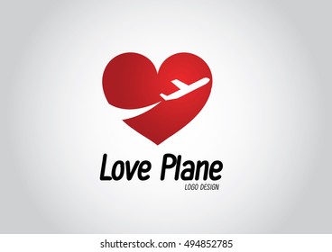 Love Plane Logo Design Stock Vector (Royalty Free) 494852785 | Shutterstock