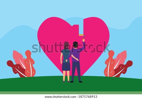 Love Relationship Vector Concept Young Couple Stock Vector (Royalty ...