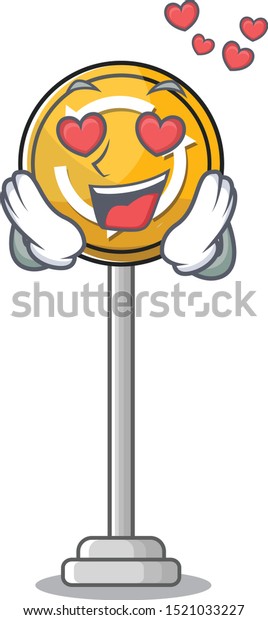 Love Roundabout Ahead Cartoon Shape Mascot Stock Vector (Royalty Free ...