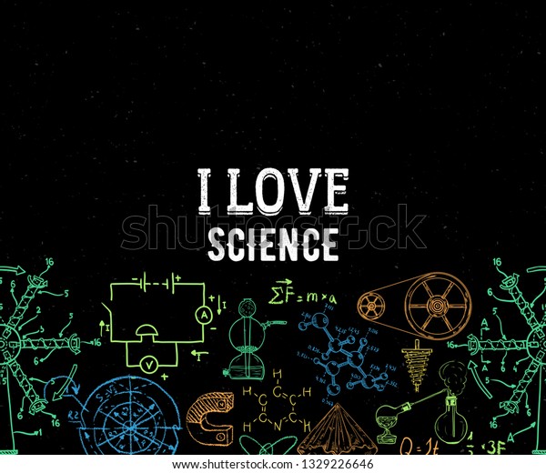 Love Science Seamless Border Vintage Scientific Stock Vector (Royalty ...