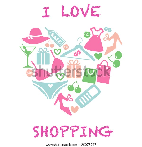 Love Shopping: vector de stock (libre de regalías) 125075747 | Shutterstock