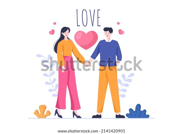 Love Sign Vector Cartoon Background Illustration Stock Vector (Royalty ...