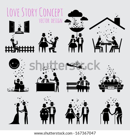 Love Story Concept Icon Set Illustration Stock Vector (Royalty Free ...