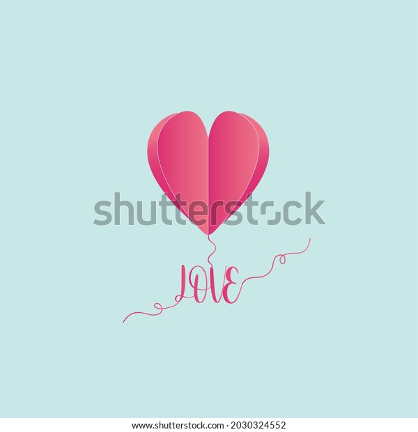 Love Text Heart Shape Pink Heart Stock Vector Royalty Free 2030324552