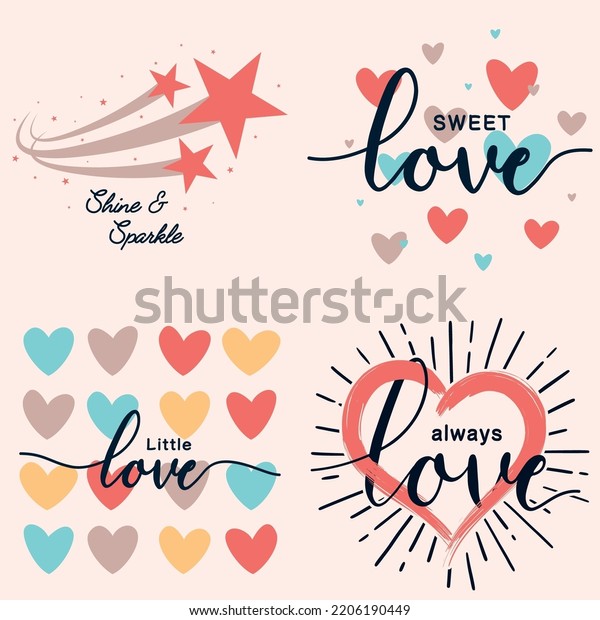 Love Typography Heart Shape Star Falling Stock Vector (Royalty Free ...