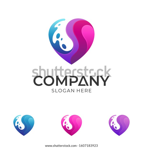 Love Wave Logo Design Heart Water Stock Vector (Royalty Free ...