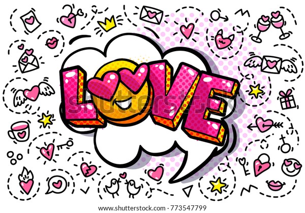 Love Word Bubble Message Pop Art Stock Vector (Royalty Free) 773547799 ...