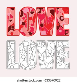 Love Word Coloring Page Vector Illustration Stock Vector (Royalty Free ...