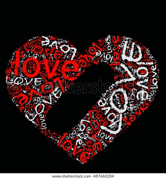 Love Words Heart Shape Vector Abstract Stock Vector (Royalty Free ...