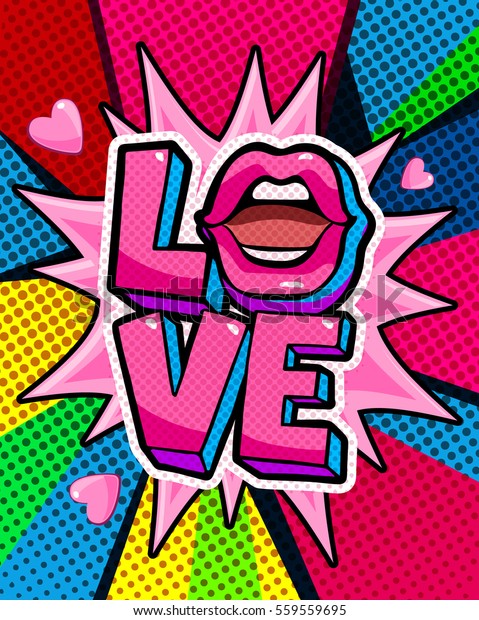 Love you word bubble. Message in pop art comic style.