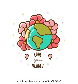 Love Your Planet Vector Illustration Stock Vector (Royalty Free ...