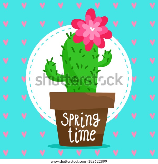Lovely Card Background Blooming Cactus: immagine vettoriale stock ...