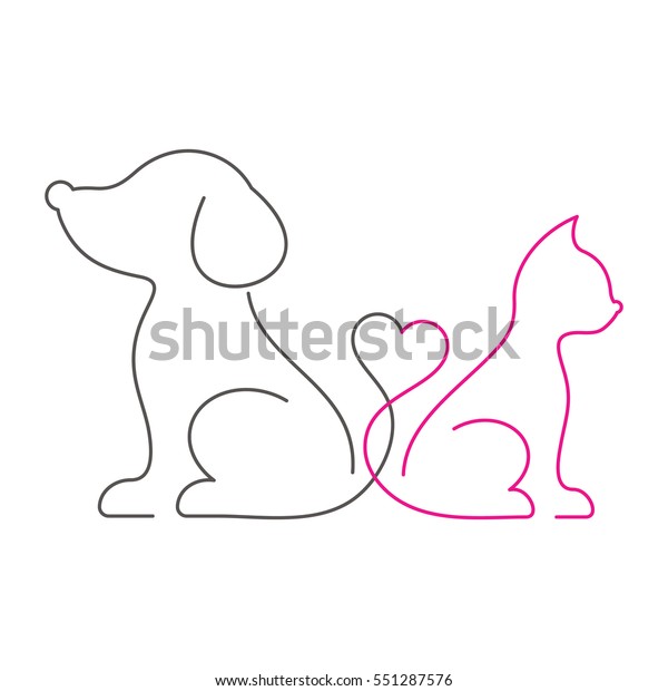 Lovely Cat Dog Thin Line Icons Stock Vector (Royalty Free) 551287576