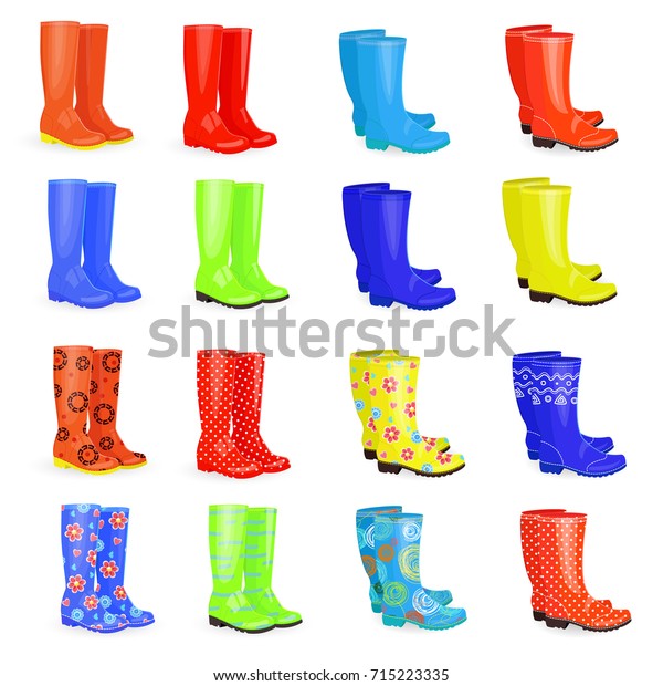 Lovely Collection Gum Boots Different Colors Stock Vector (Royalty Free ...