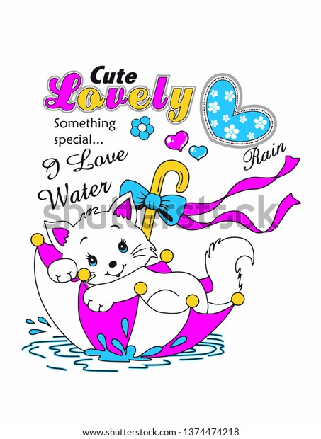 Lovely Cute Cat Design Print: vector de stock (libre de regalías ...