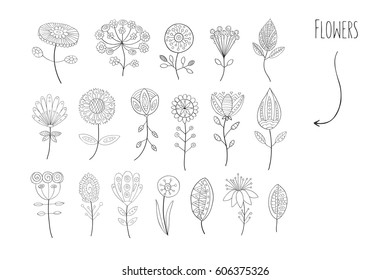 Lovely Hand Drawn Floral Elements Stock Vector (Royalty Free) 606375326 ...