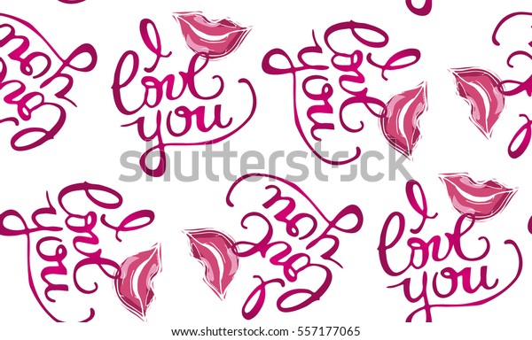 Lovely Pattern Love You Hand Written Stock Vector (Royalty Free ...