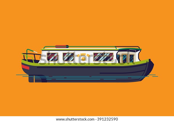 Lovely Vector Flat Design Narrowboat Narrow Stock Vector (Royalty Free ...