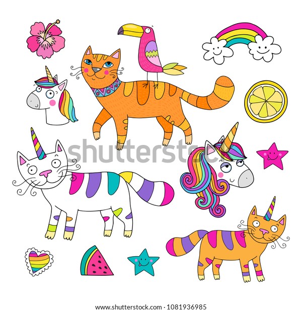 Lovely Vector Set Collection Images Cat Stock Vector (Royalty Free ...