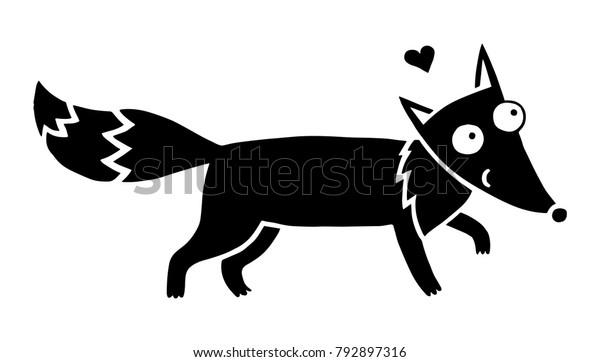 Lovely Vector Stencil Illustration Cute Fox Stock Vector (Royalty Free ...