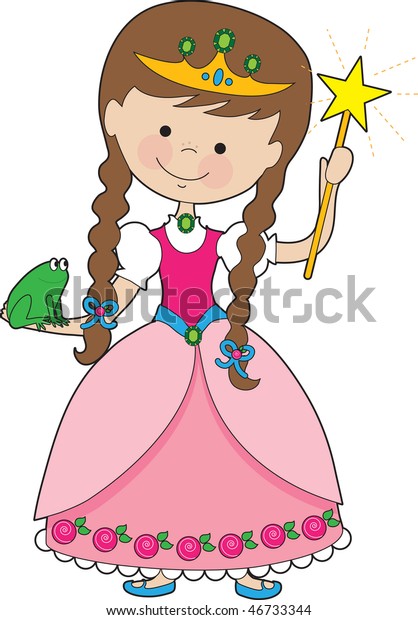 Lovely Young Princess Holding Magic Wand Stock Vector (Royalty Free ...