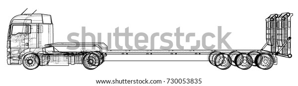 Low Bed Truck Trailer Abstract Drawing Stock Vector (Royalty Free ...