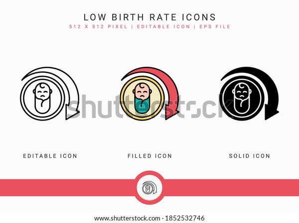 Low Birth Rate Icons Set Vector Stock Vector (Royalty Free) 1852532746 ...