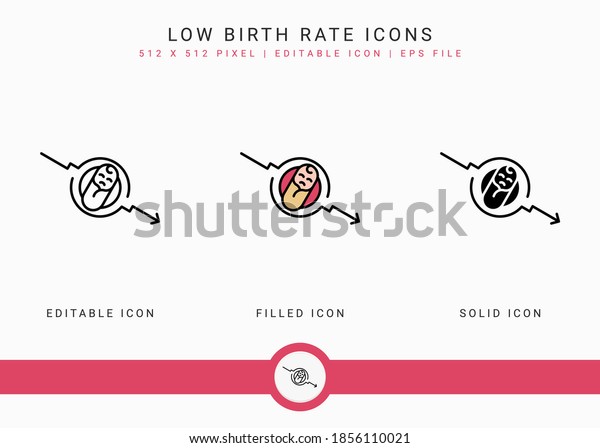 Low Birth Rate Icons Set Vector Stock Vector (Royalty Free) 1856110021 ...