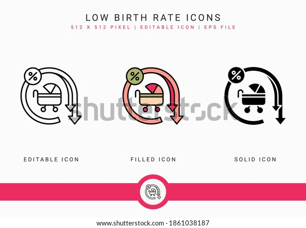 Low Birth Rate Icons Set Vector Stock Vector (Royalty Free) 1861038187 ...