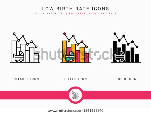 Low Birth Rate Icons Set Vector Stock Vector (Royalty Free) 1861623340