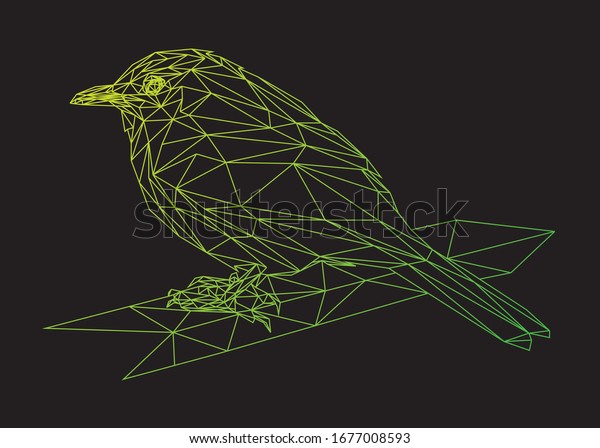 Low Poly Art Vector Bird Yellowgreen Stock Vector (Royalty Free ...