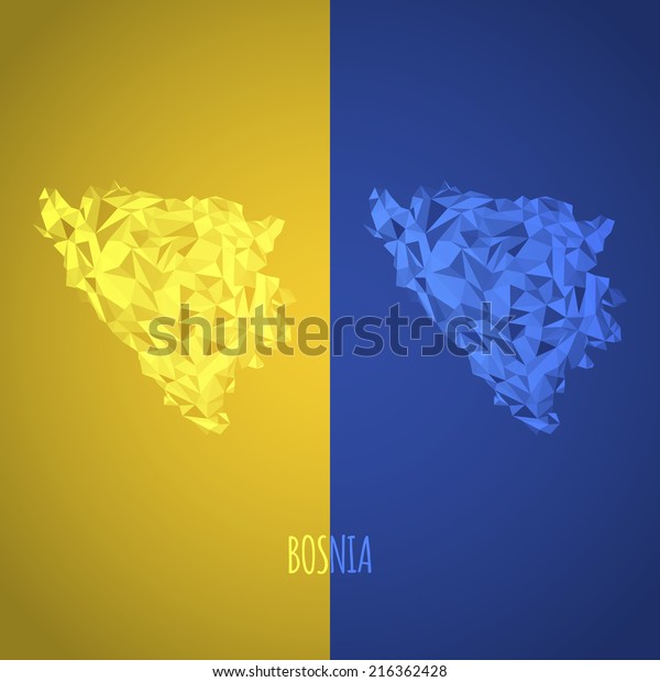 Low Poly Bosina Map National Colors Stock Vector (Royalty Free ...