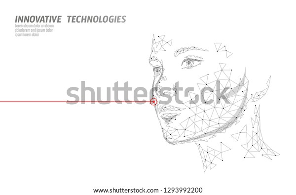 Low poly female human face laser skin treatment. Rejuvenation procedure ...