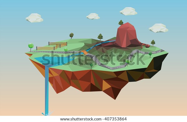 Low Poly Island Landscape: เวกเตอร์สต็อก (ปลอดค่าลิขสิทธิ์) 407353864 ...