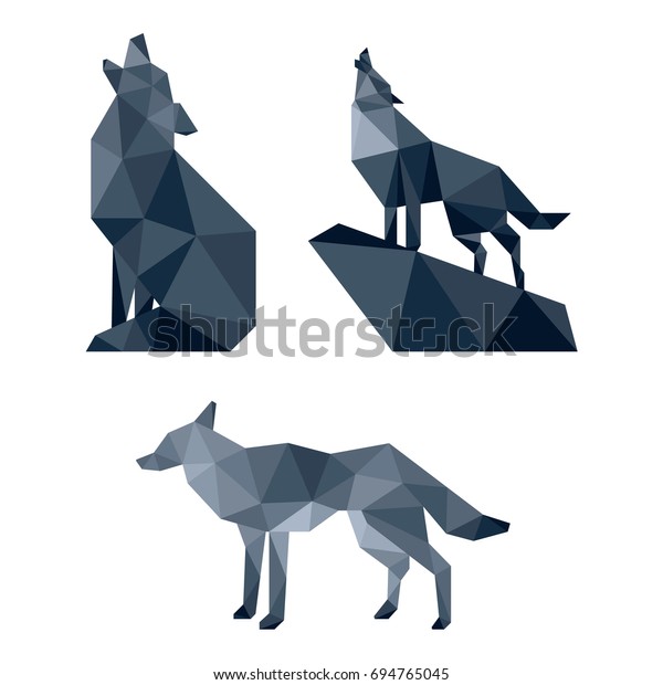 SYMBOLE LOGO LOGO LOW-POLY TRIANGLE WOLF : image vectorielle de stock ...