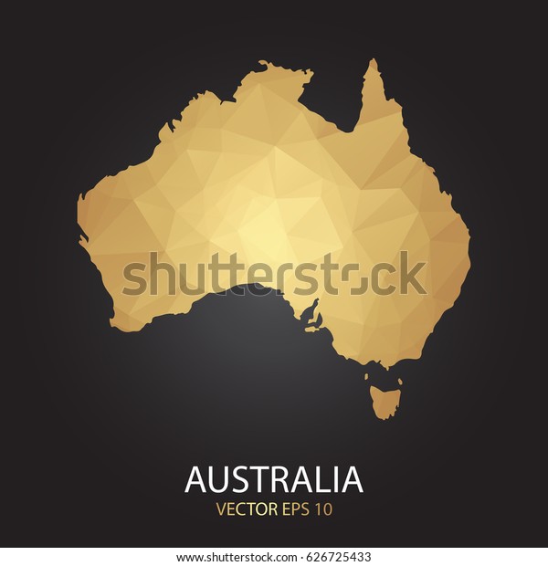 Low Poly Map Australia Gold Polygonal Stock Vector (Royalty Free ...